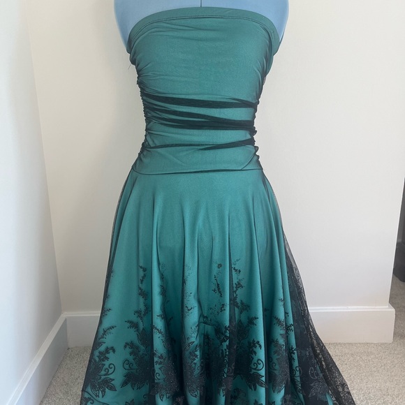 Ruby Rox | Dresses | Ruby Rox Strapless Green Dress With Black Mesh ...